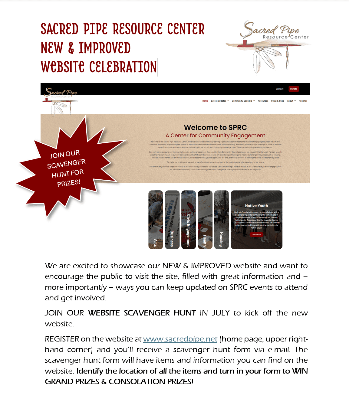 Website Scavenger Hunt | Sacred Pipe Resource Center